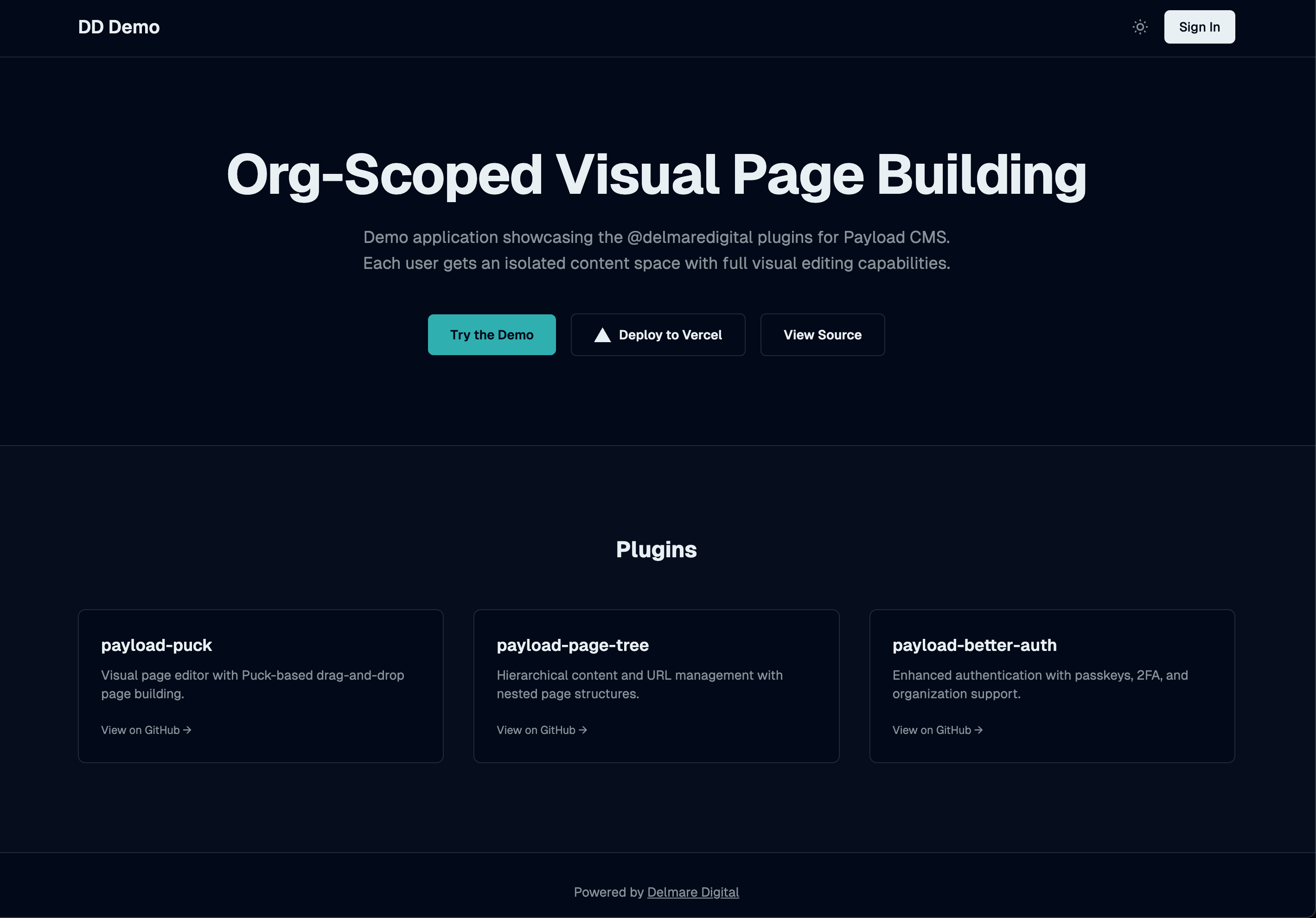 DD Demo - Org-Scoped Visual Page Building
